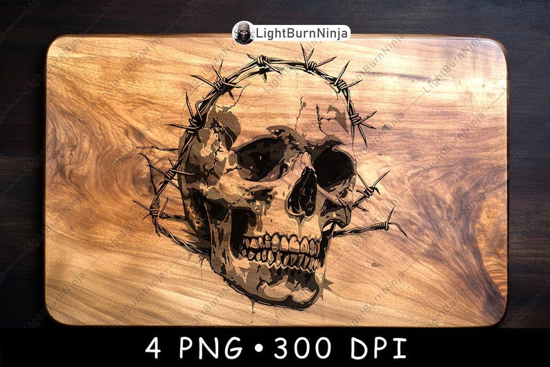 Barbed Wire Crown Skull Skeleton Head Creepy Death Horror Art Laser ...
