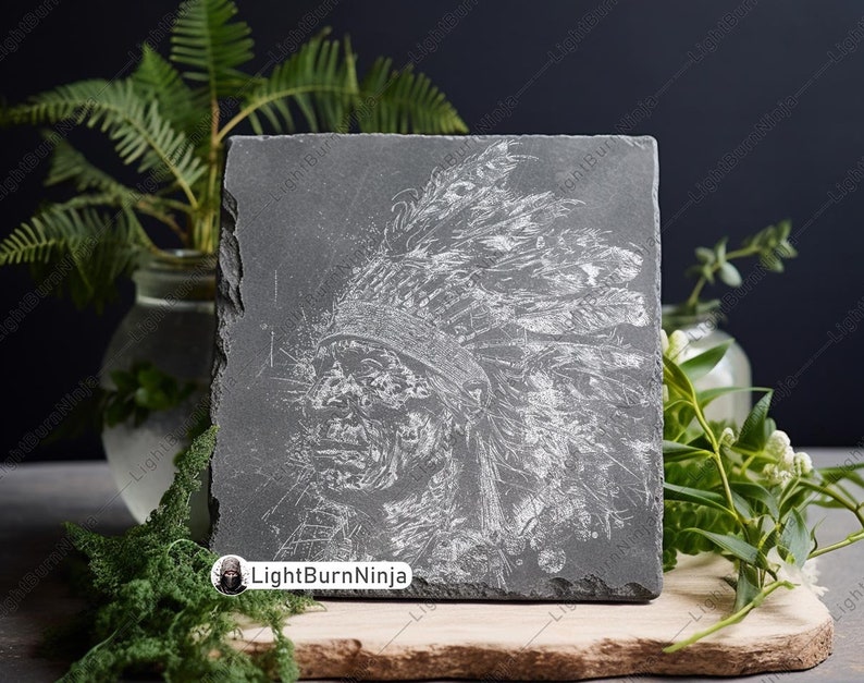Native Warrior PNG for Laser Engraving | Tribal Chief Headdress Clipart ...