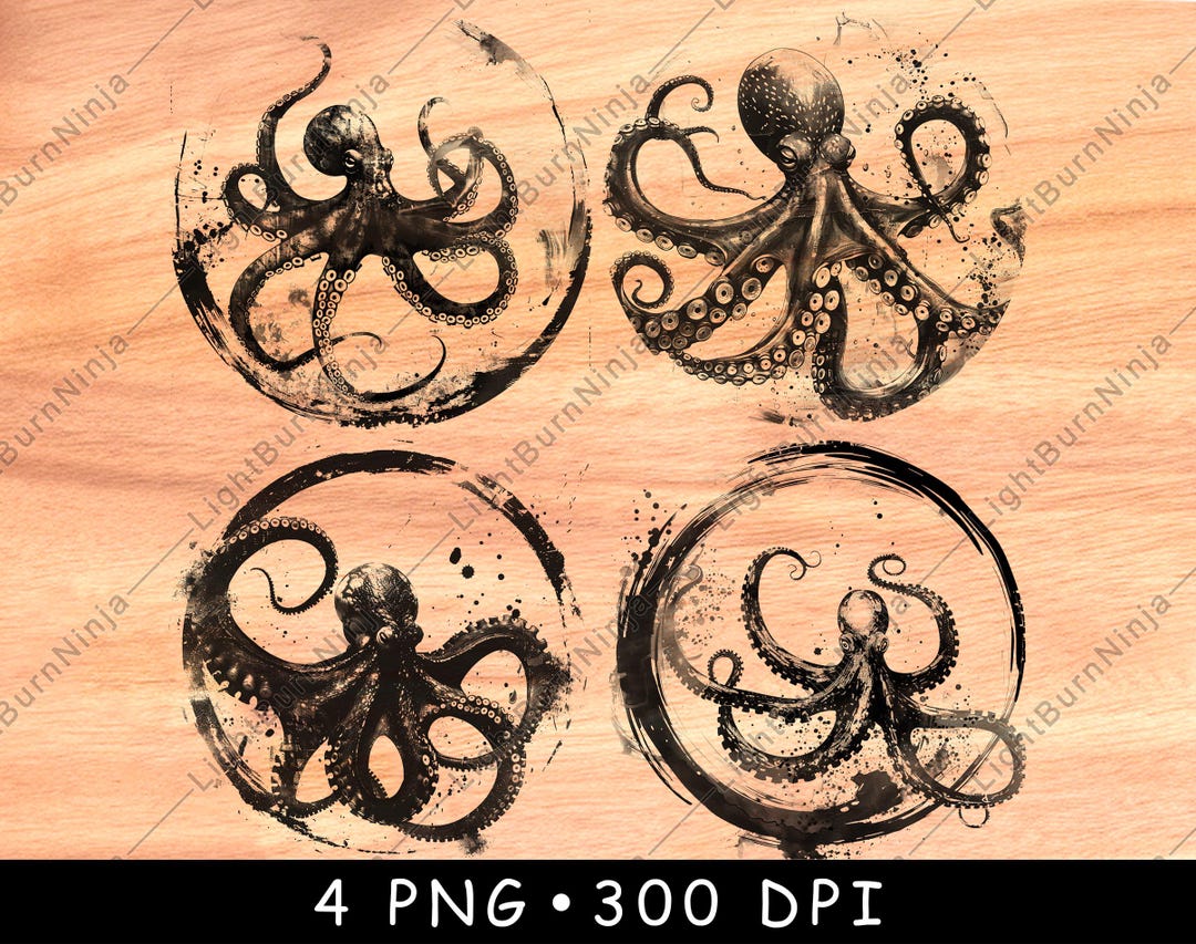 Octopus Brush Strokes Tentacles Marines Sea Life Underwater Laser File ...
