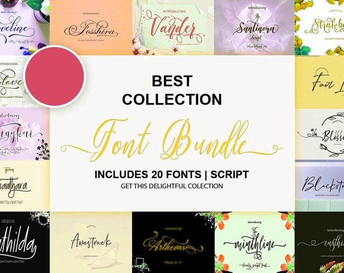 250 Fonts, Best Collection Font Bundle, Cricut Fonts, Procreate Fonts ...