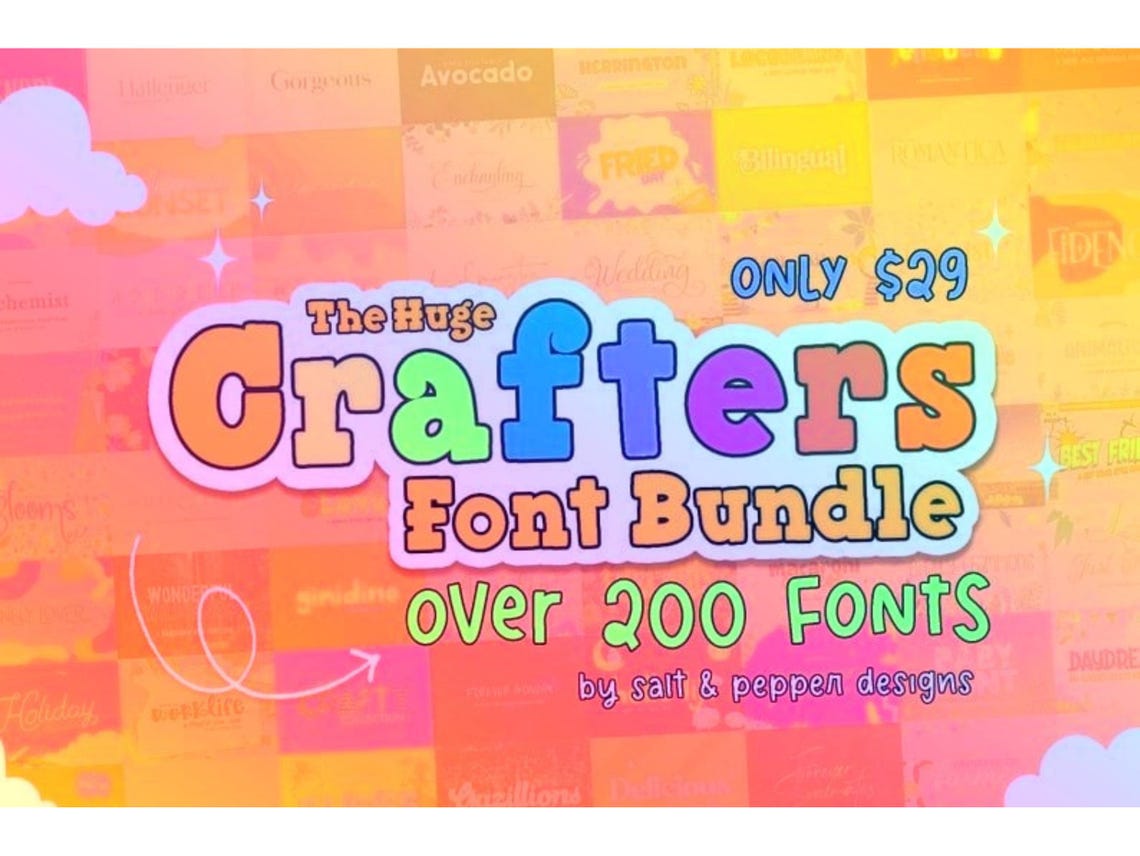 Fonts, Font Bundles, 200+ Fonts, Craft Fonts, Procreate Fonts, Planner ...