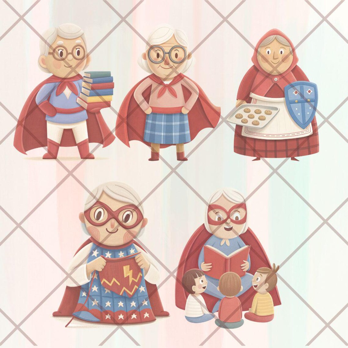 Superhero Grandma Clipart: Whimsical Hero Pngs (digital Download) - Etsy