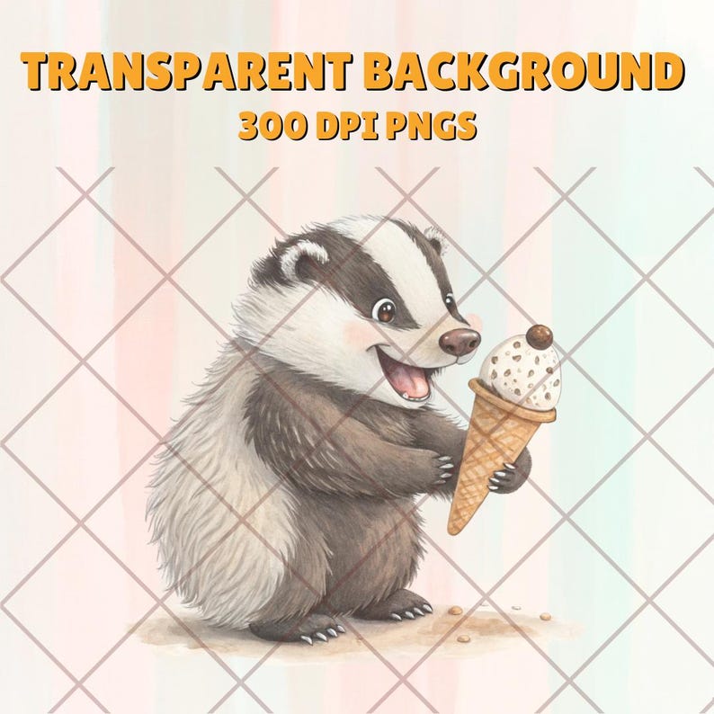 35 Baby Woodland Animals With Ice Cream and Popsicle PNG Clipart | Cute ...
