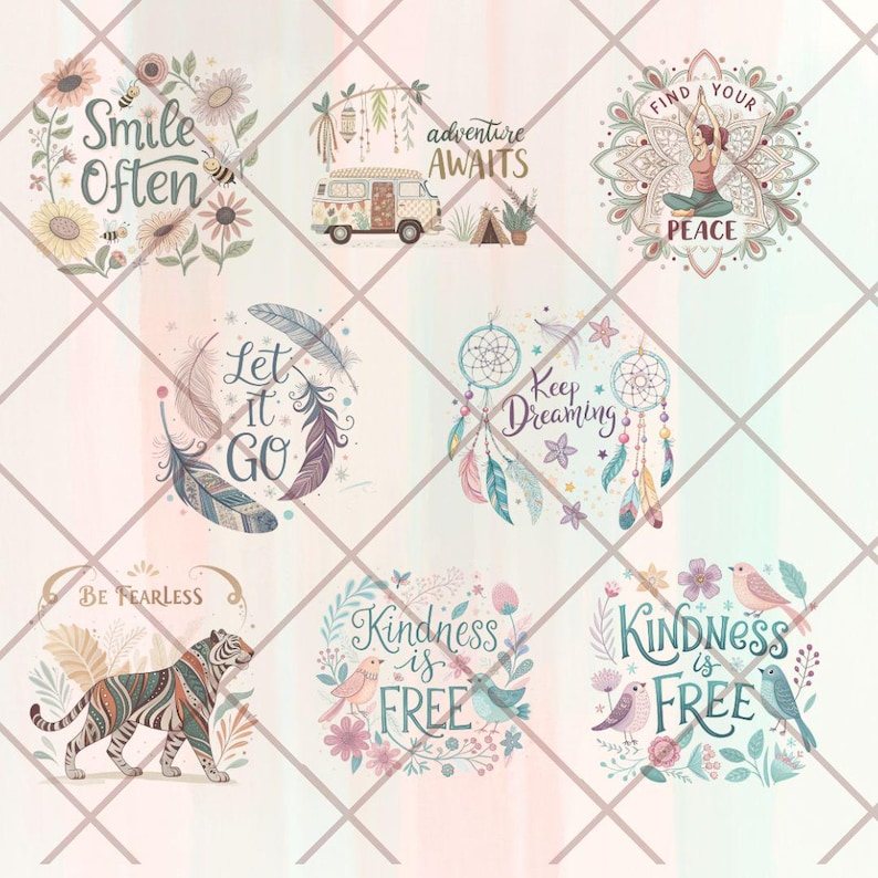 40 Boho Positive Quotes PNG | Inspirational Clip Art | Boho Aesthetic ...