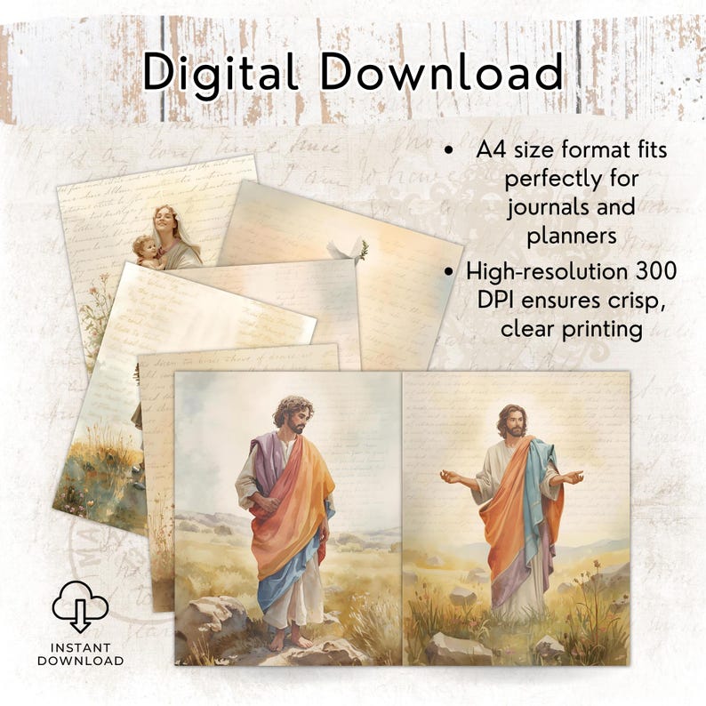 Watercolor Bible Character Art | A4 Printable Scripture (digital Papers ...