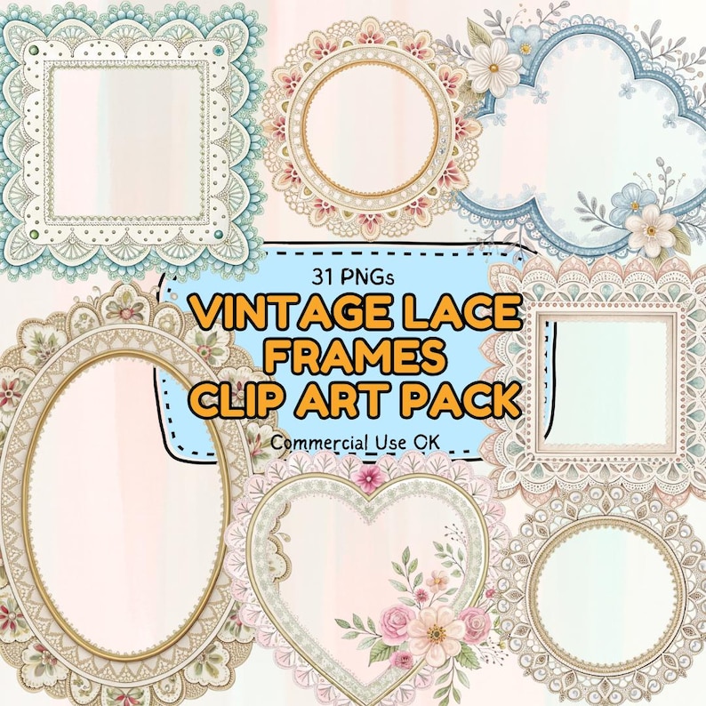 31 Vintage Lace Frames PNG - Transparent Background, Wedding ...