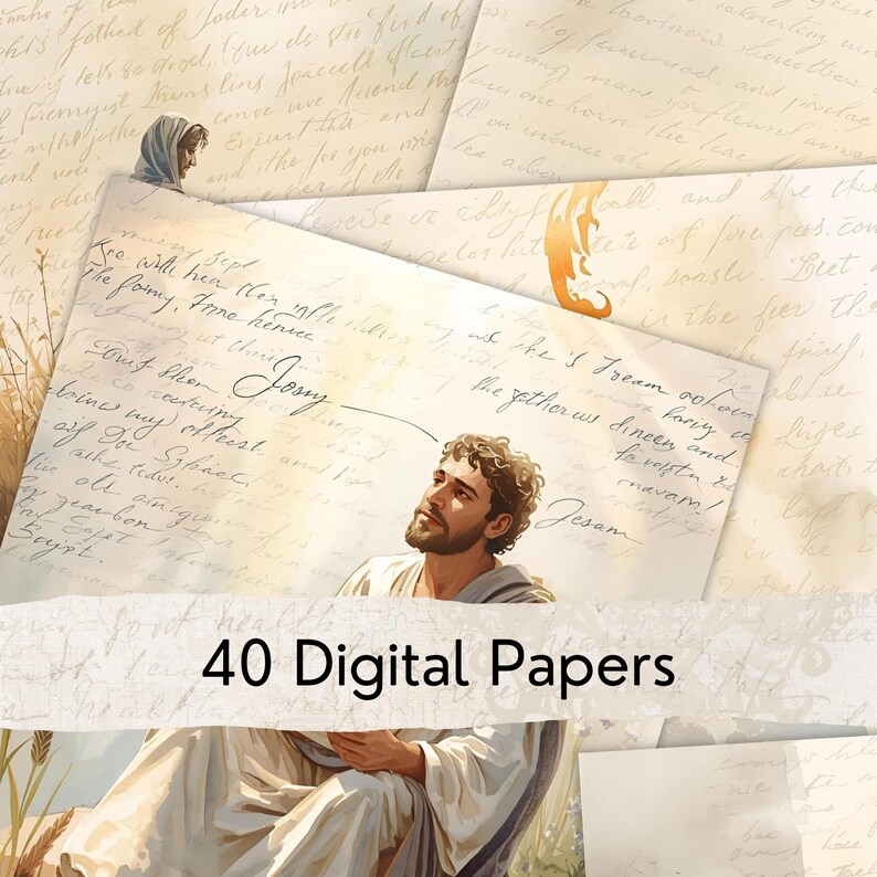 Watercolor Bible Character Art | A4 Printable Scripture (digital Papers ...