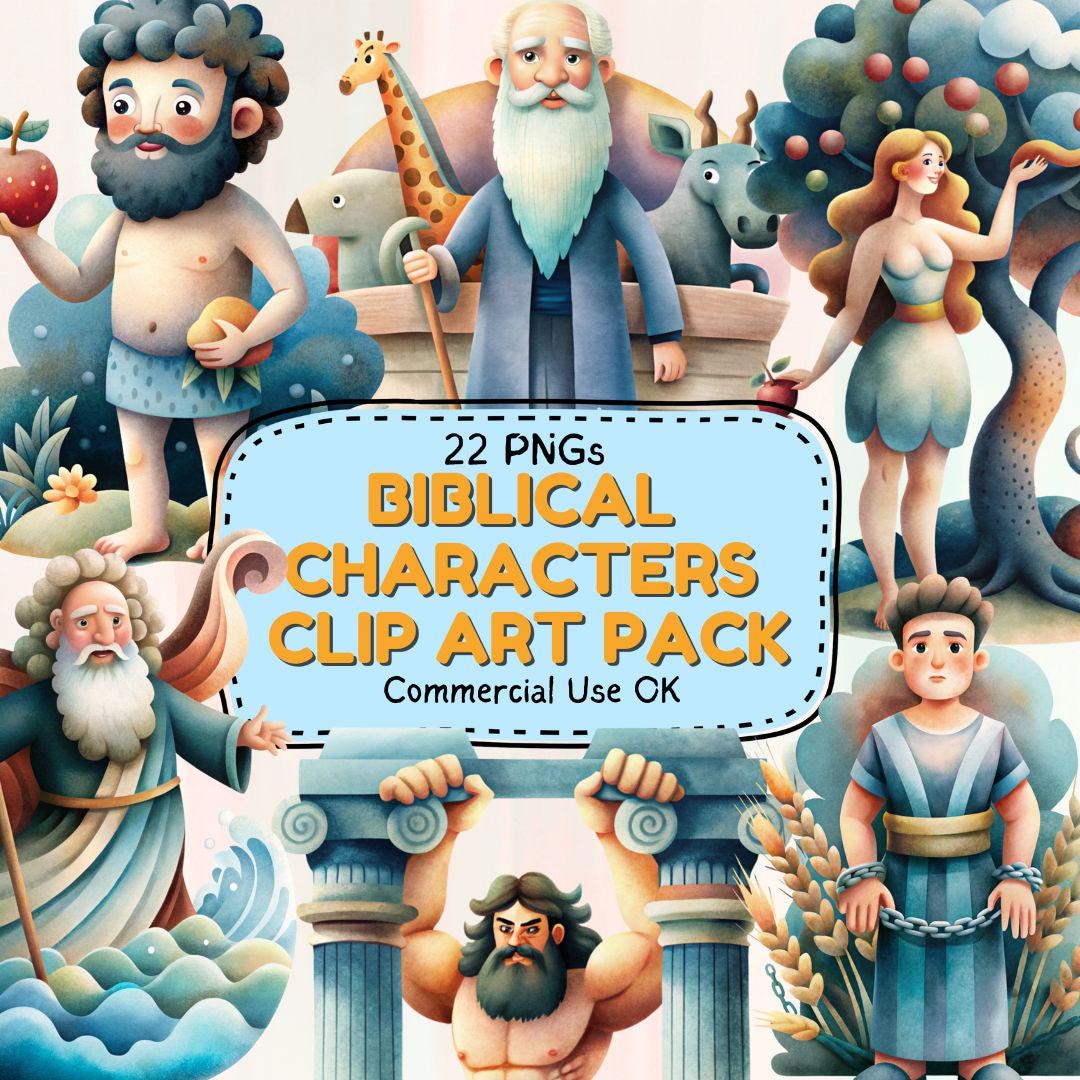 Bible Characters Clip Art Pack | 22 Pngs, 300 DPI | Christian Clipart ...