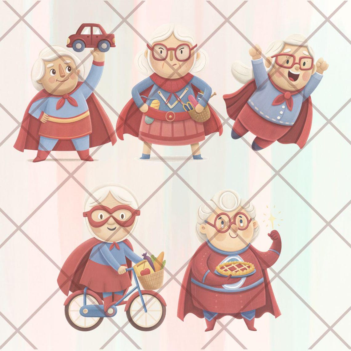 Superhero Grandma Clipart: Whimsical Hero Pngs (digital Download) - Etsy