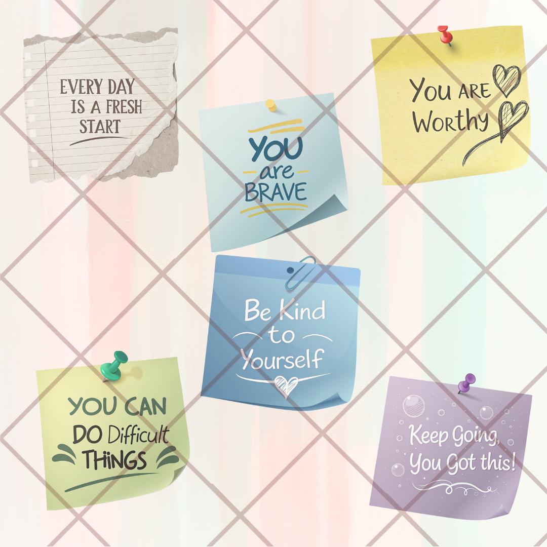 30 Positive Self-affirmation Sticky Notes Clipart | Digital PNG | Cute ...