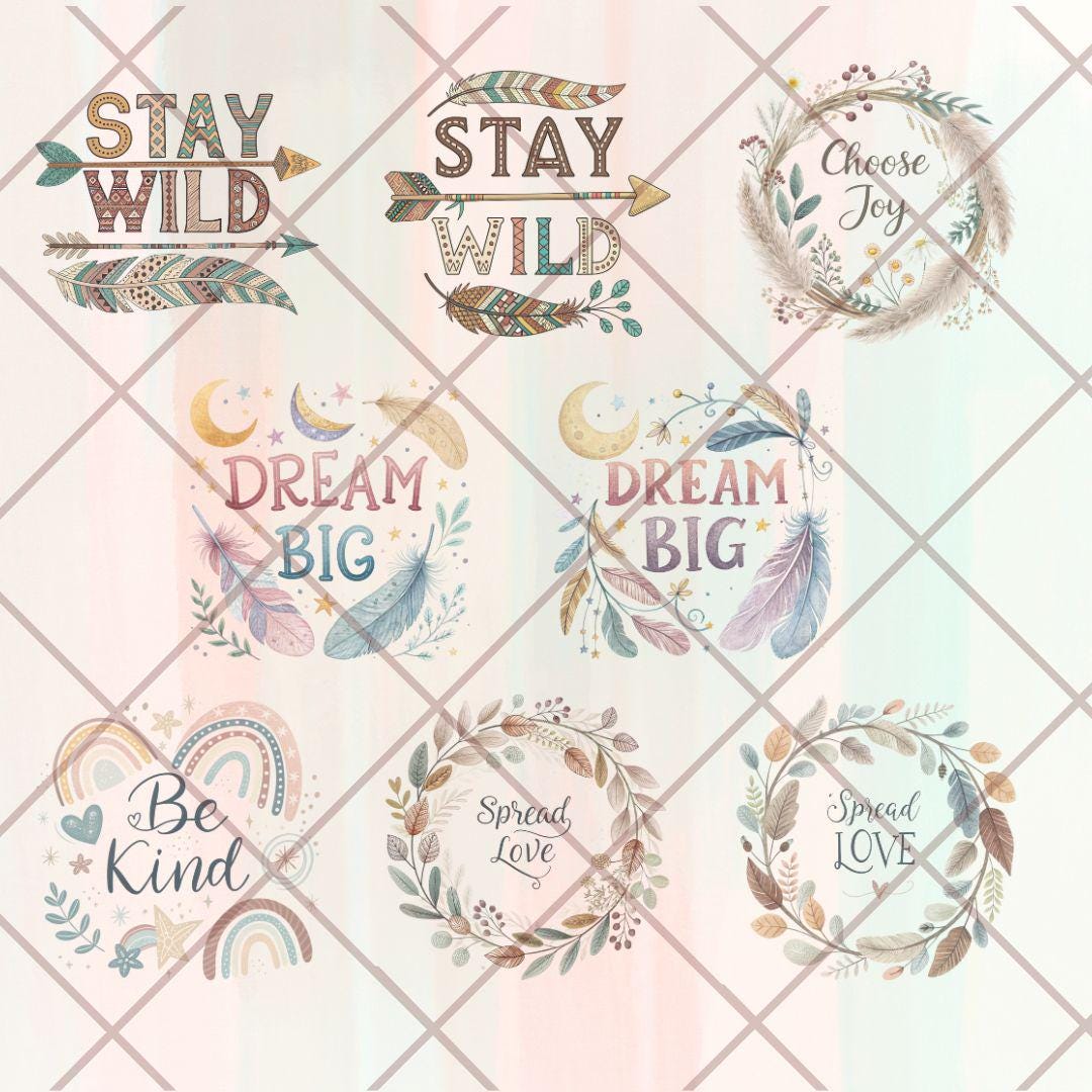 40 Boho Positive Quotes PNG | Inspirational Clip Art | Boho Aesthetic ...