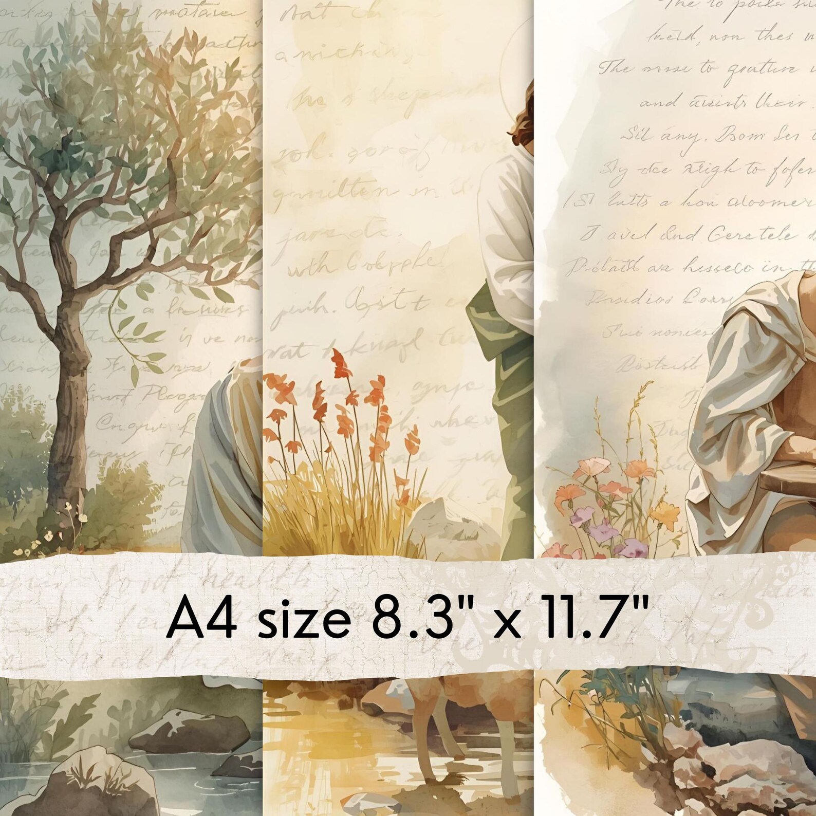 Watercolor Bible Character Art | A4 Printable Scripture (digital Papers ...
