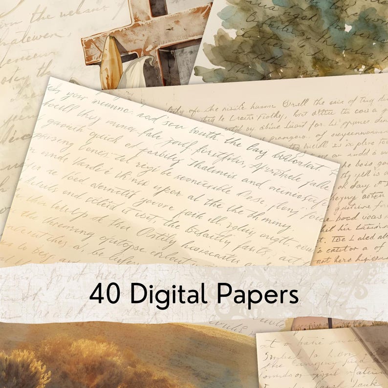 Christian Watercolor Digital Papers: Faith, Bible, Cross (A4 Printable ...