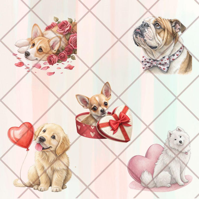 21 Valentine Dog Clipart Pngs Adorable Heart-themed Dog Illustrations ...