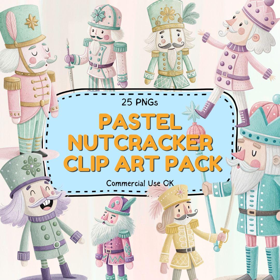 25 Pastel Nutcracker Pngs Clip Art for Crafts & DIY Christmas Pastel ...