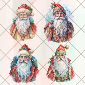 Retro Boho Santa Claus Clip Art Pack 19 Pngs With Transparent ...