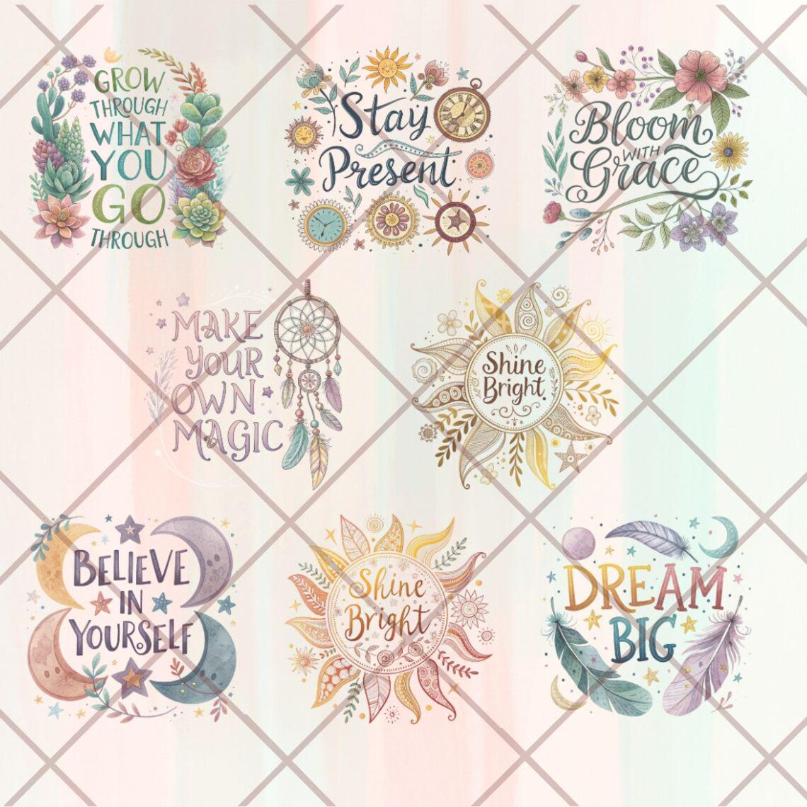 40 Boho Positive Quotes PNG | Inspirational Clip Art | Boho Aesthetic ...