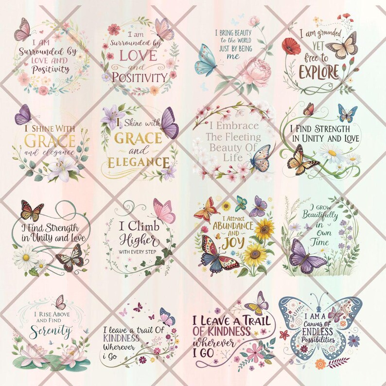 Affirmation PNG Clipart Bundle: Inspirational Quotes, Butterflies ...