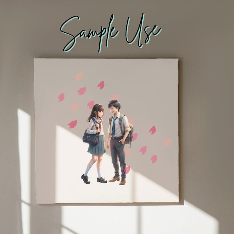 Anime Romance Clipart | High School Couple PNG Illustrations (digital ...