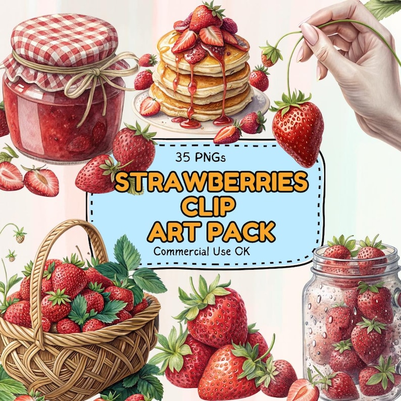 35 Strawberry Clipart PNG | Cute Strawberry Illustrations | Digital ...