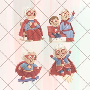 Superhero Grandma Clipart: Whimsical Hero Pngs (digital Download) - Etsy
