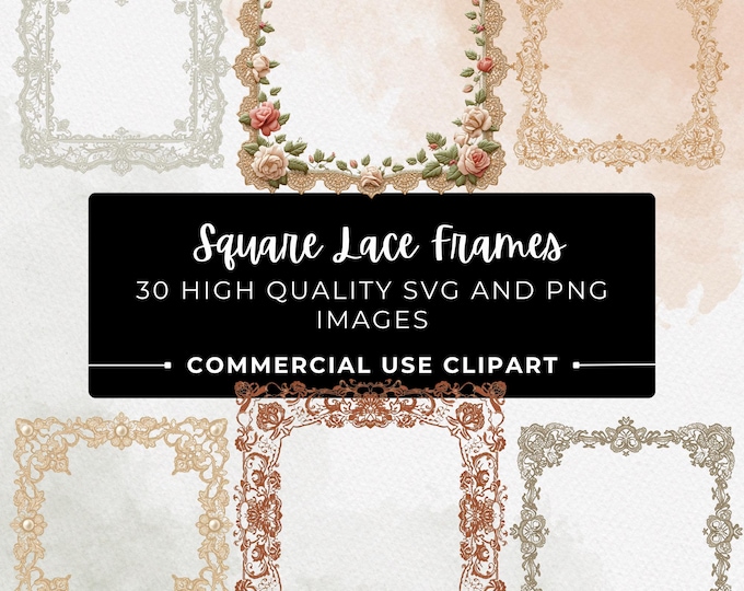 Black LACE FRAME Cliparts Printable Picture Frame Overlays Digital ...