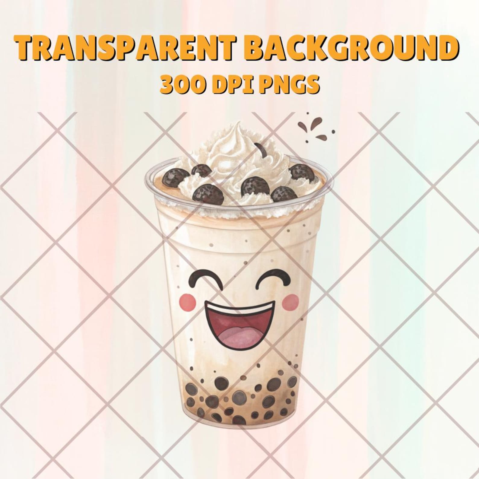 30 Cute Boba Clipart PNG | Kawaii Bubble Tea Stickers | Hand-painted ...