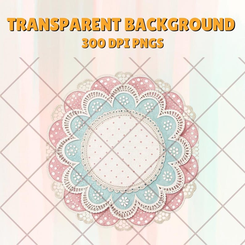 50 Hand Painted Style Paper Doilies PNG | Vintage Lace Clipart ...