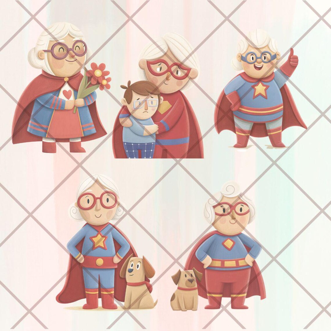 Superhero Grandma Clipart: Whimsical Hero Pngs (digital Download) - Etsy