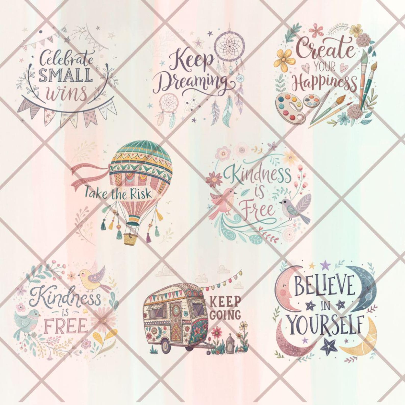 40 Boho Positive Quotes PNG | Inspirational Clip Art | Boho Aesthetic ...