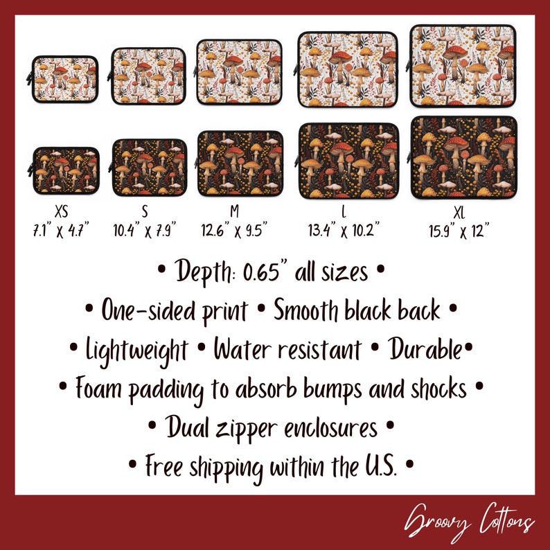 Cottagecore Laptop Sleeve Magic Mushroom Computer Case Womens Laptop ...