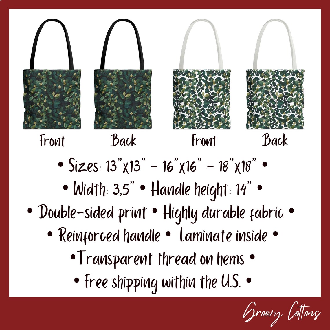 Cottagecore Fall Tote Bag Botanical Leaves Shopping Bag Forestcore ...