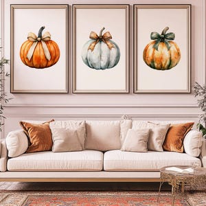 Coquette Pumpkin 3 Piece Wall Art Thanksgiving Print Thanksgiving ...