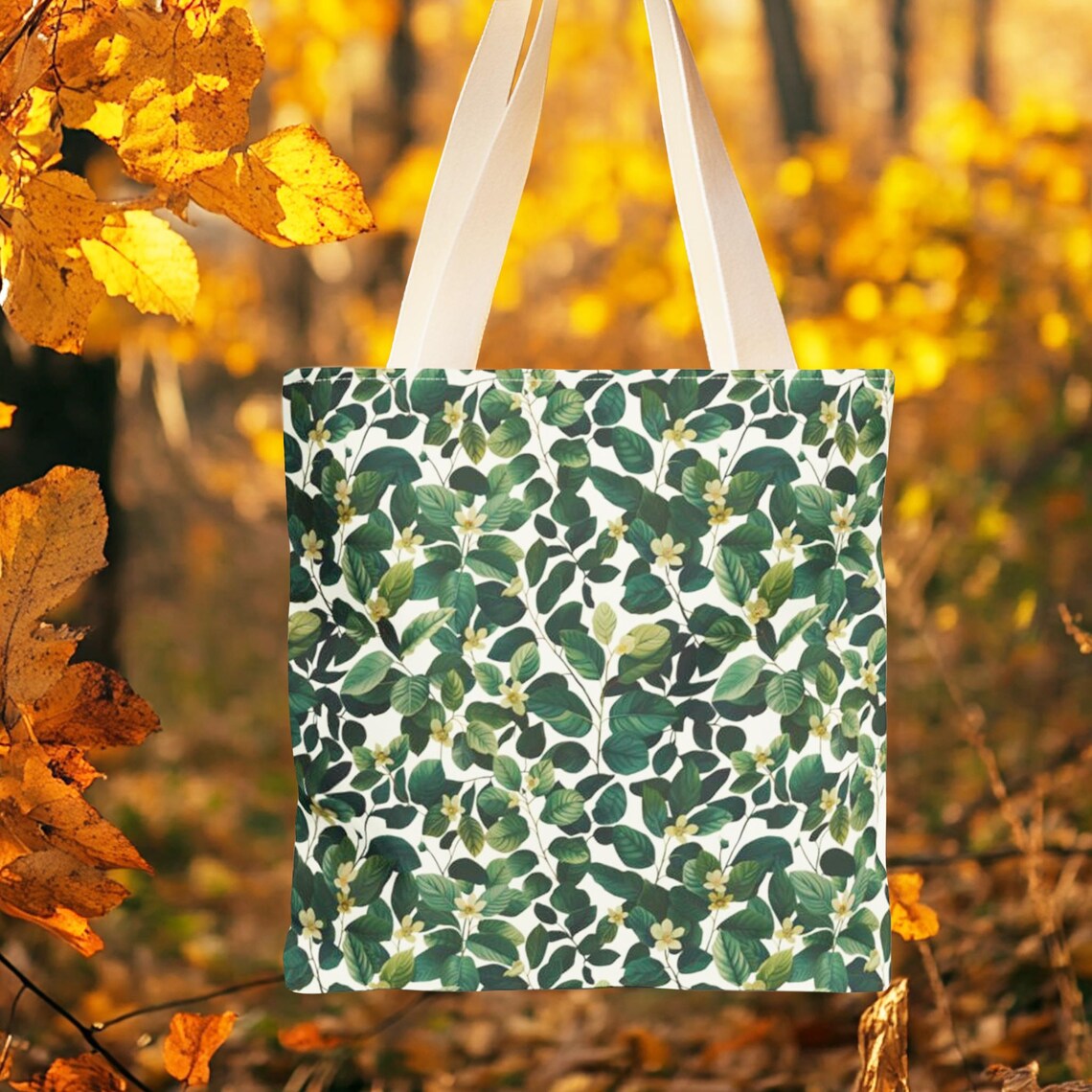 Cottagecore Fall Tote Bag Botanical Leaves Shopping Bag Forestcore ...