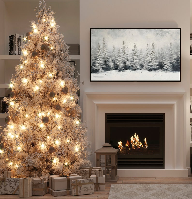 Winter Forest Samsung Frame TV Art,vintage Christmas Tv Frame,snowy ...