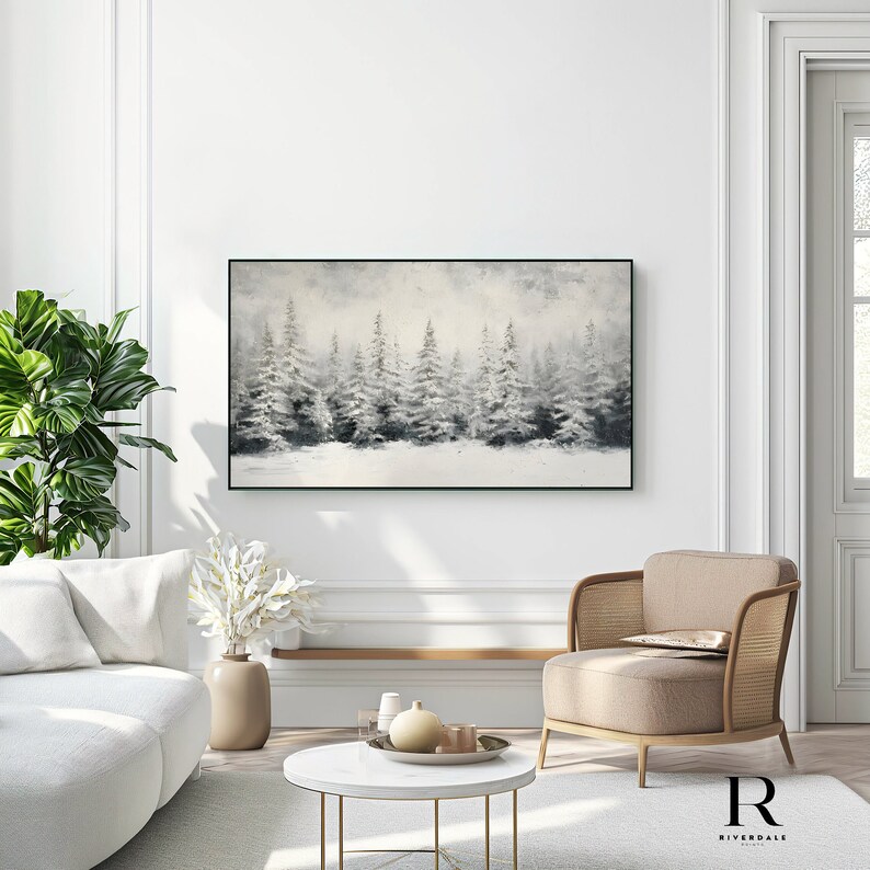 Winter Forest Samsung Frame TV Art,vintage Christmas Tv Frame,snowy ...