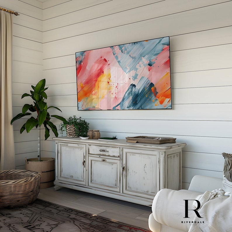 Frame TV Textured Colorful Abstract Modern Maximalist Frame TV Art ...