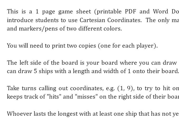 Battleship Gameboard - Teaching Cartesian Coordinates - Etsy