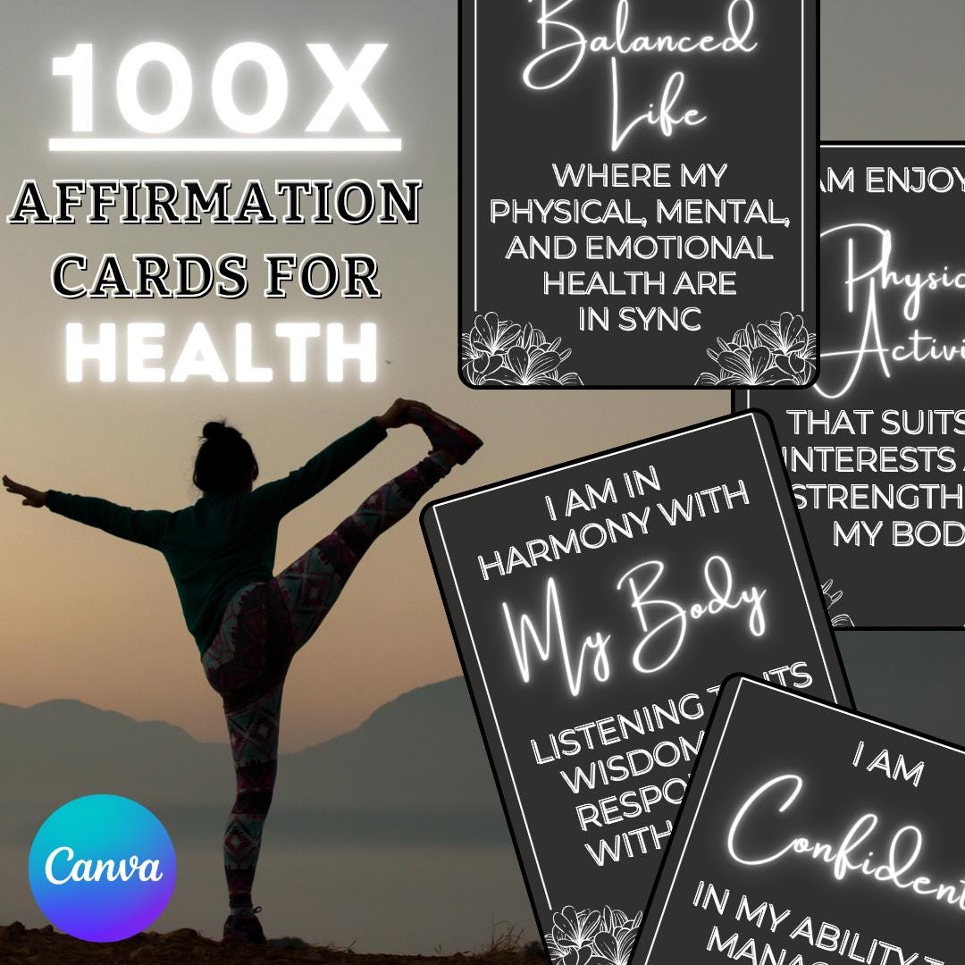 100 Digital Positive Affirmation Cards Deck for Wellness, Self Love ...