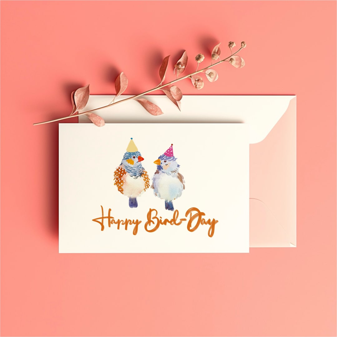 Happy Bird Day Card, Printable Greeting Cards, Cute and Fun Card, Bird ...