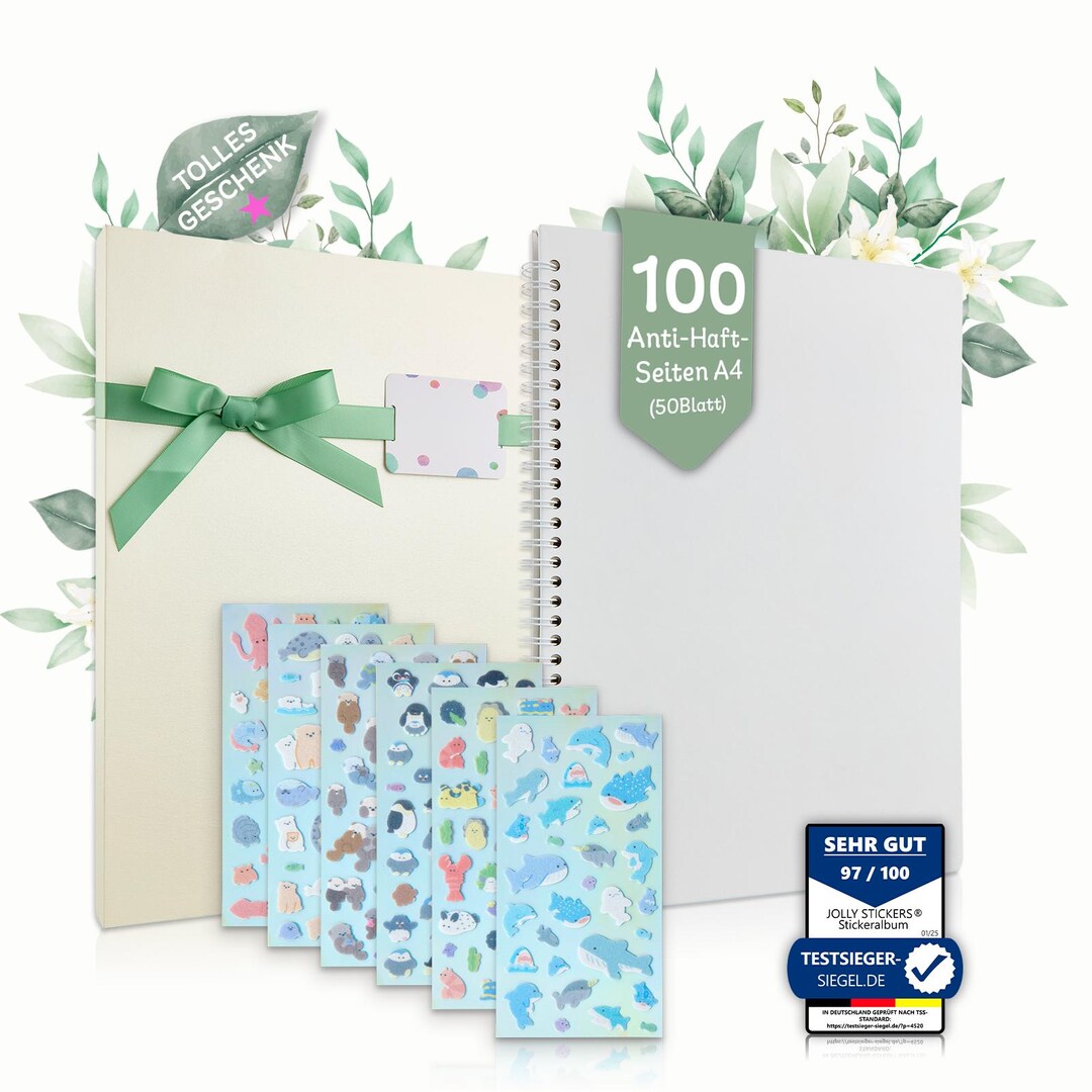 Sticker Album Gift Set 100 Non-stick Pages A4 50 Sheets Incl. Gift Box ...