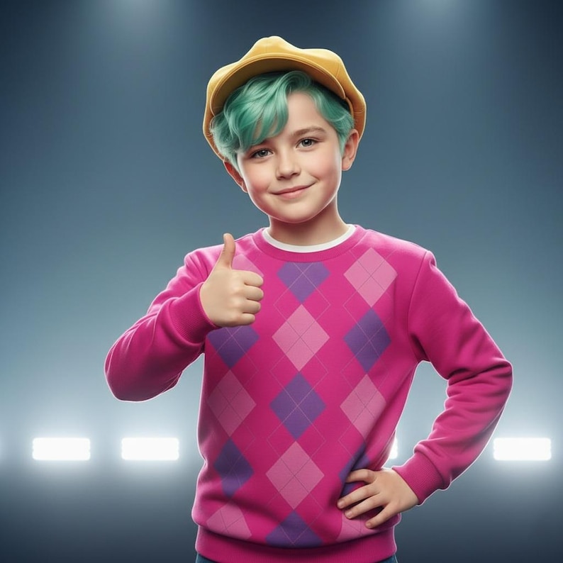 Baby Saja Costume Sweatshirt, Pink Argyle Costume Cosplay Set, Saja Boy ...