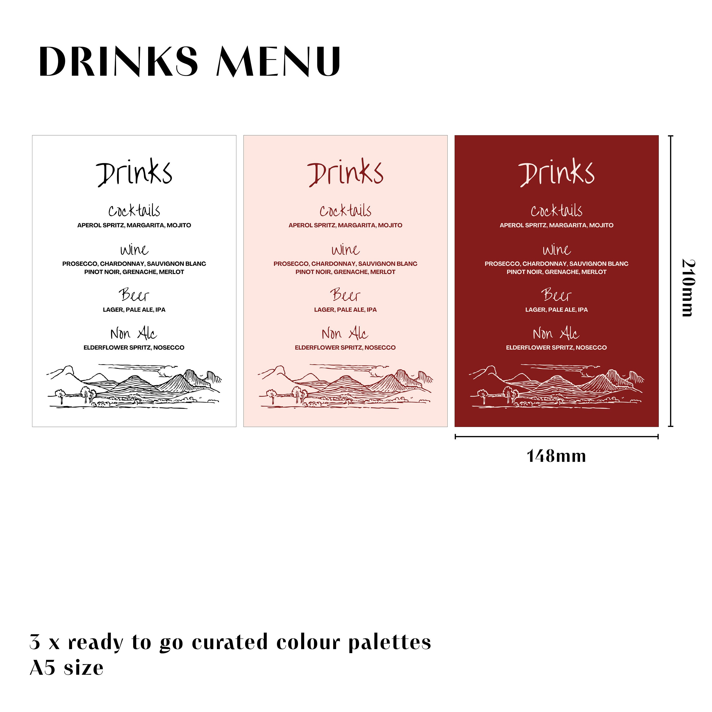 Editable Drinks Menu · Digital Drinks Menu Design · Wine Country Kisses ...
