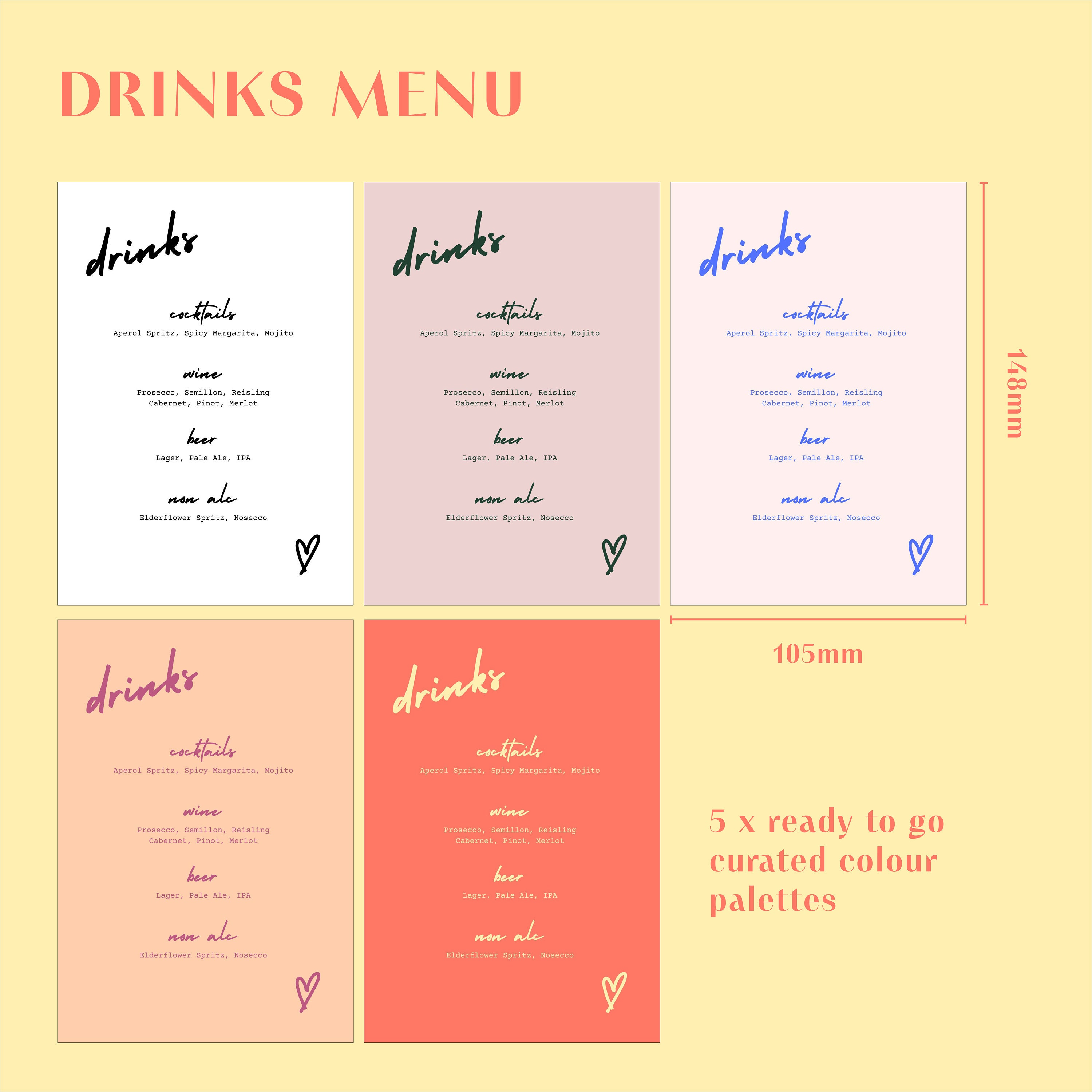 Editable Drinks Menu Digital Drinks Menu Design Cross My Heart Design ...