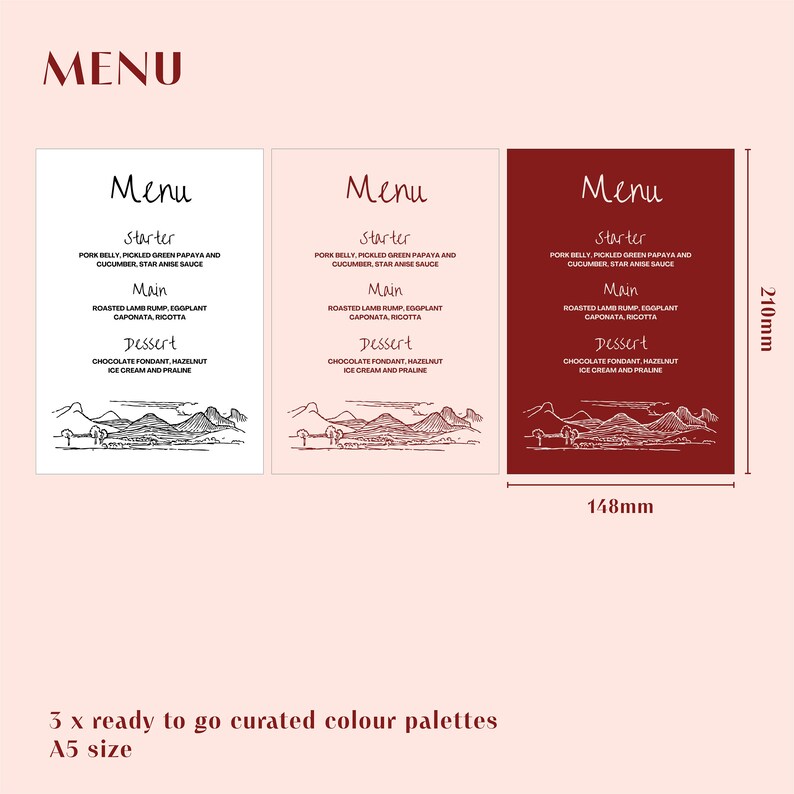 Editable Menu · Digital Menu Design · Wine Country Kisses Design ...