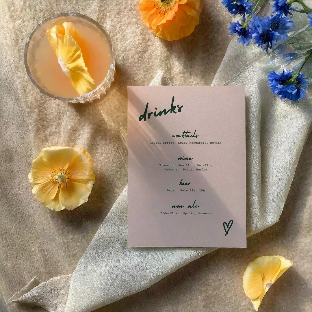 Editable Drinks Menu · Digital Drinks Menu Design · Cross My Heart ...