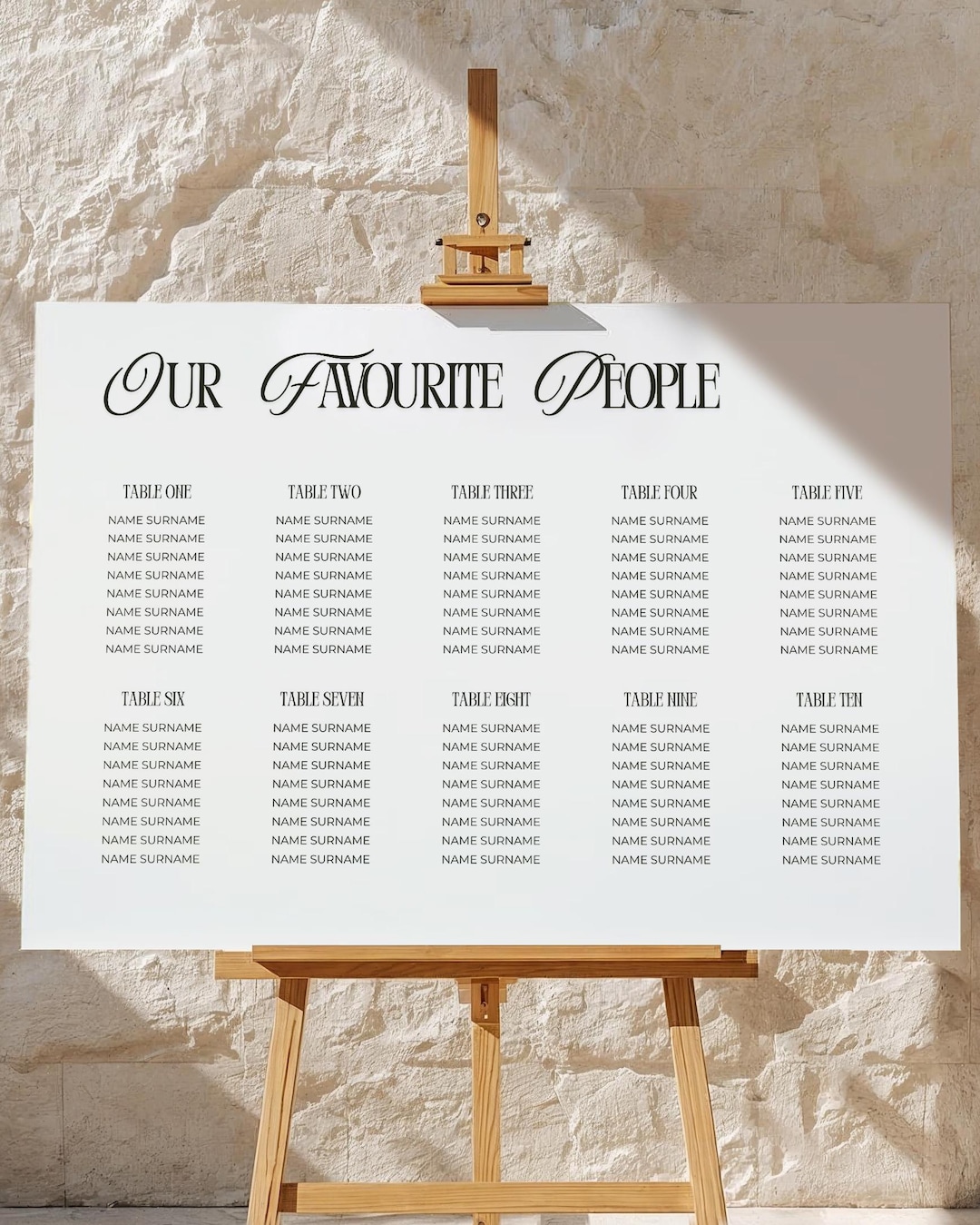 Modern Minimalist Seating Plan Template • Classic Serif Wedding Signage ...