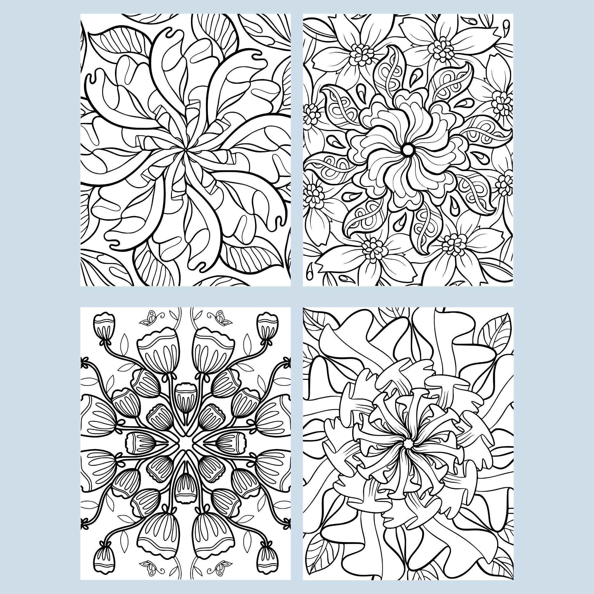 Flower Mandala Coloring Book | Coloring Page | Coloring Book | Digital ...