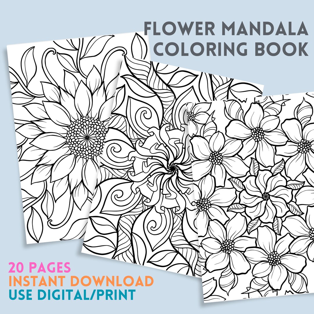 Flower Mandala Coloring Book | Coloring Page | Coloring Book | Digital ...