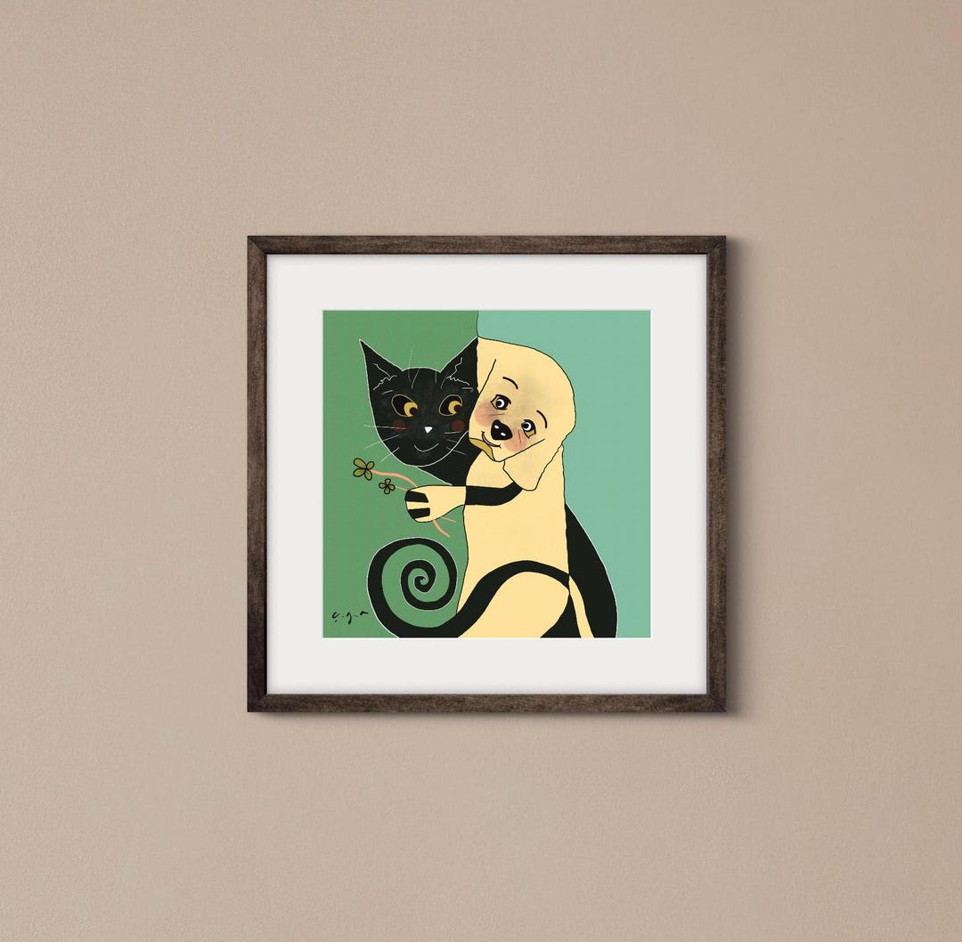 The Unity of the Cat and the Dog_wall Art, Illustration, Wall Decor - Etsy